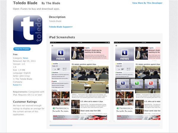 New, free app gives Apple's iPad access to electronic Blade | The Blade