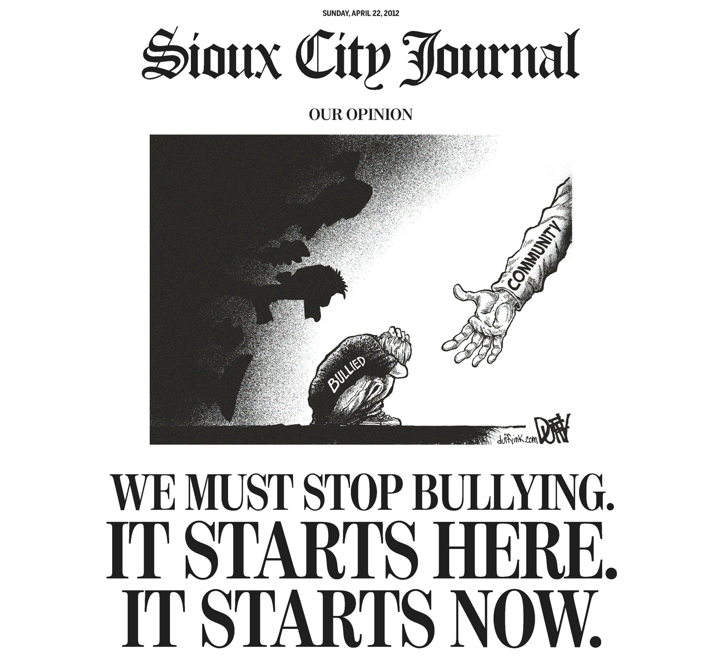 Iowa newspaper devotes Page 1 to fighting bullying - The Blade