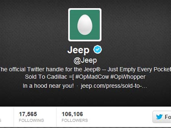 Jeep's Twitter account is latest to be hacked | The Blade