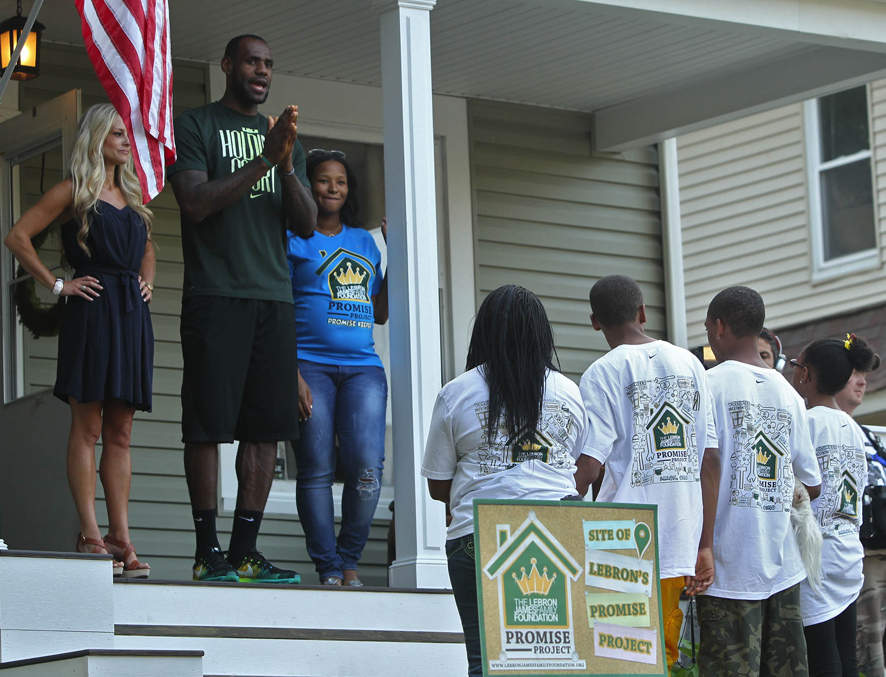 NBA star LeBron James tours renovated home of Akron family, shoots ...