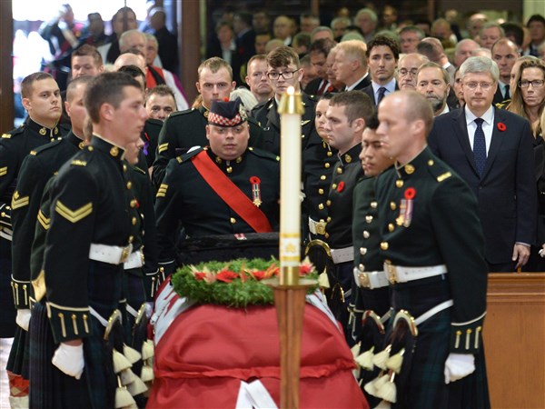 Canadian prime minister addresses crowd gathered to honor the life of a ...