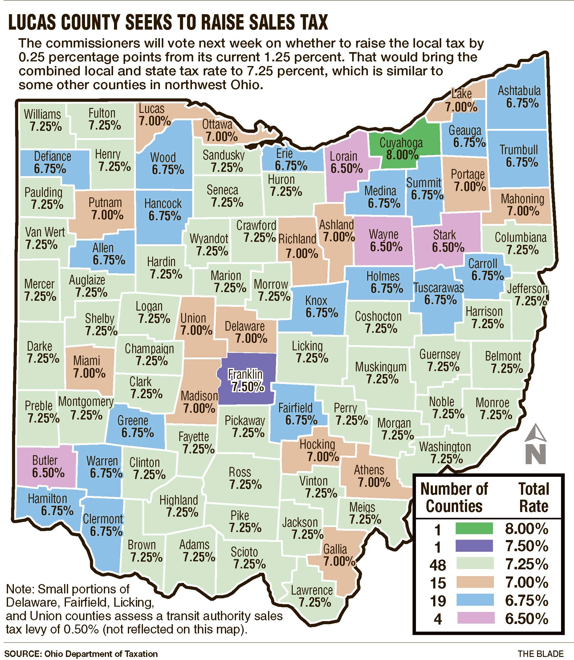 Ohio County Sales Tax Map