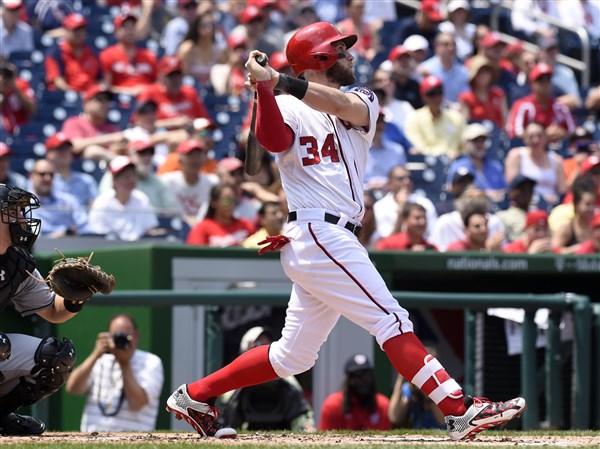 Harper hits home runs in first 3 at-bats for Nationals against Marlins ...