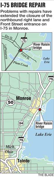 Lane, ramp closings on I-75 bridge in Monroe extended - The Blade