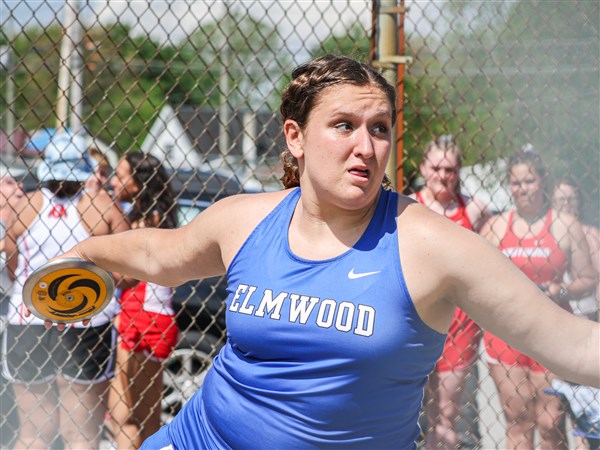 Elmwood's Anna Barber wins title in weight throw at state indoor track ...