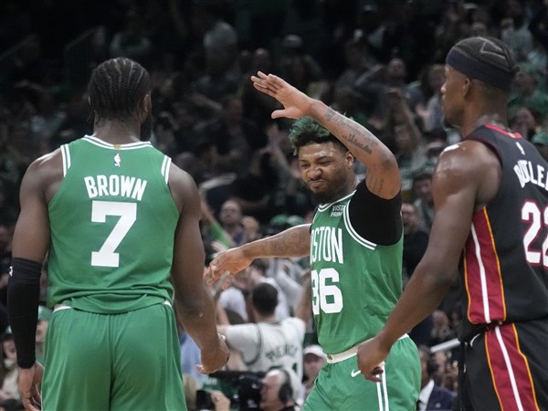 NBA playoffs: Celtics thrive on 3s, beat Heat to extend East finals ...