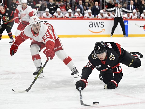 Stutzle scores in final seconds of OT, leading Senators past Red Wings ...