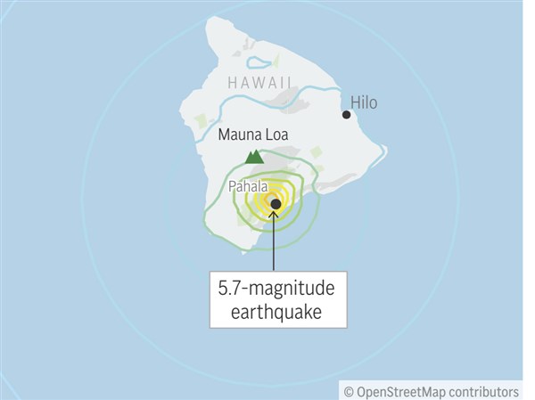 Magnitude 5.7 earthquake strikes volcano on Hawaii's Big Island; no ...